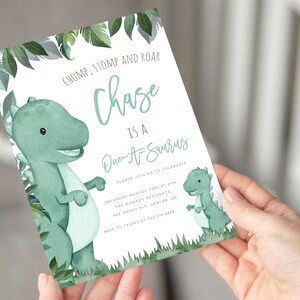 Editable One-a-saurus Dinosaur Birthday Invitation Dinosaur T-rex ...