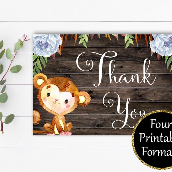 Monkey Thank You Cards - Etsy