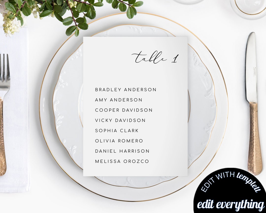 Editable Place Cards Template Printable Place Card Template Minimalist ...