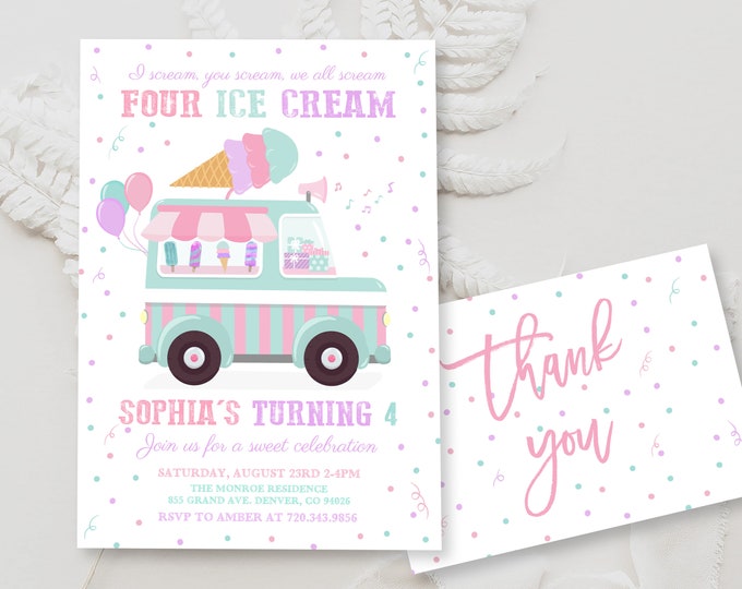 Ice Cream Scoops Happy Birthday Banner - I Scream You Scream - Ice ...