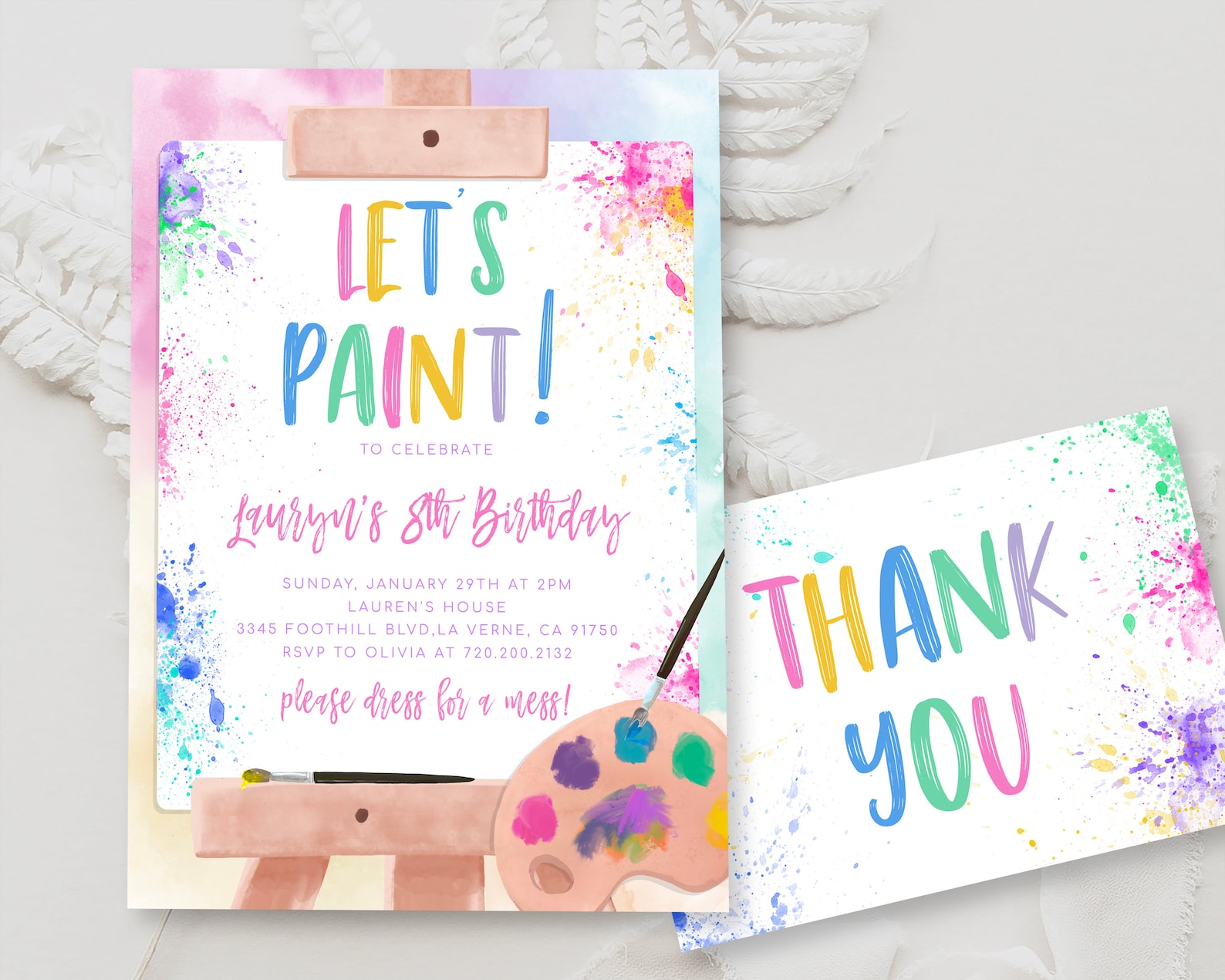 Editable Art Birthday Party Paint Party Invitation Template Pastel ...