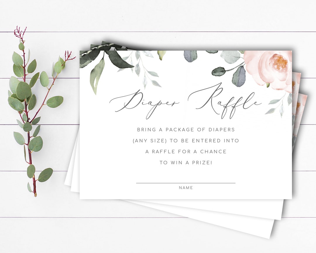 Blush Floral Diaper Raffle Ticket Baby Shower Games Floral Diaper ...