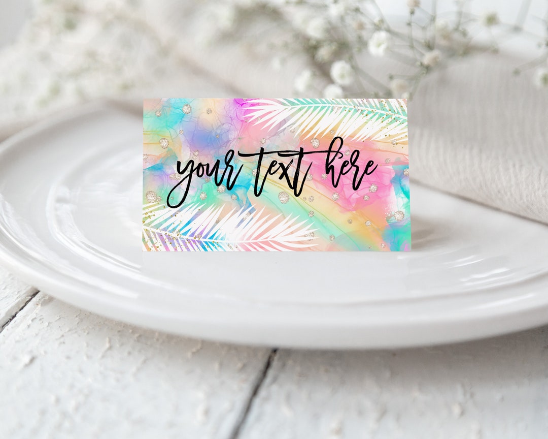 Editable Food Labels Rainbow Tie Dye Food Table Tents Summer Pool Party ...