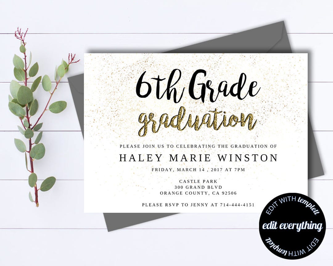 Gold Graduation Party Invitation Template - Senior Graduation Template ...