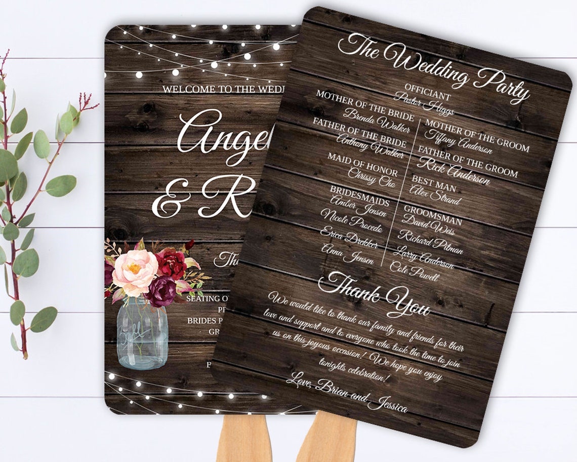 Rustic Wedding Program Template Printable Program Wedding - Etsy