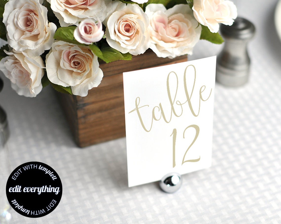 Gold Wedding Table Card Template Printable Table Cards | Etsy