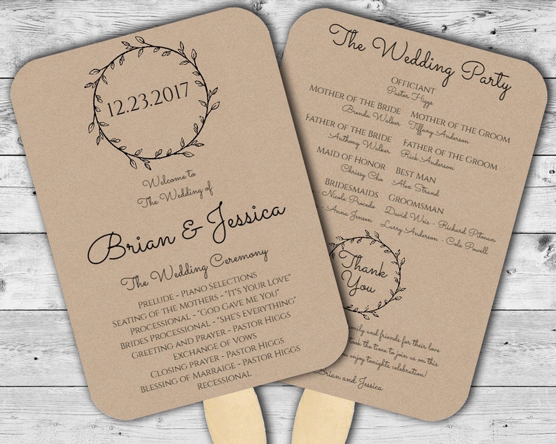 Printable Wedding Program Template Kraft Paper Wedding - Etsy