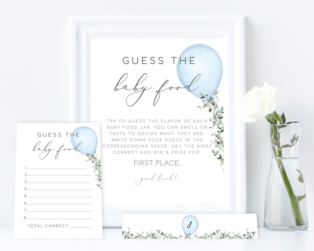 Balloon and Greenery Guess the Baby Food Baby Shower Games Eucalyptus ...