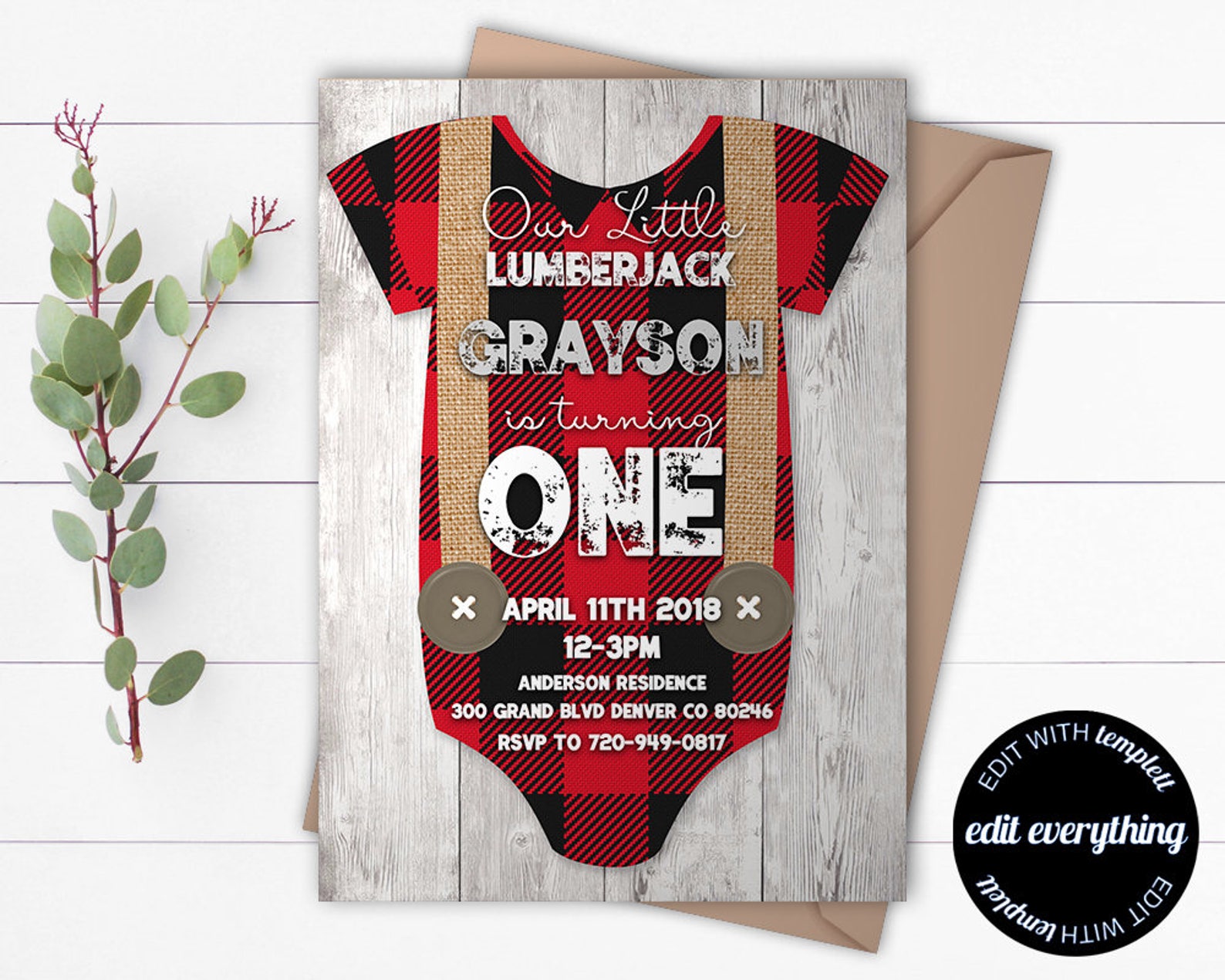 Lumberjack Birthday Invitation Template - Lumberjack Party Invite ...