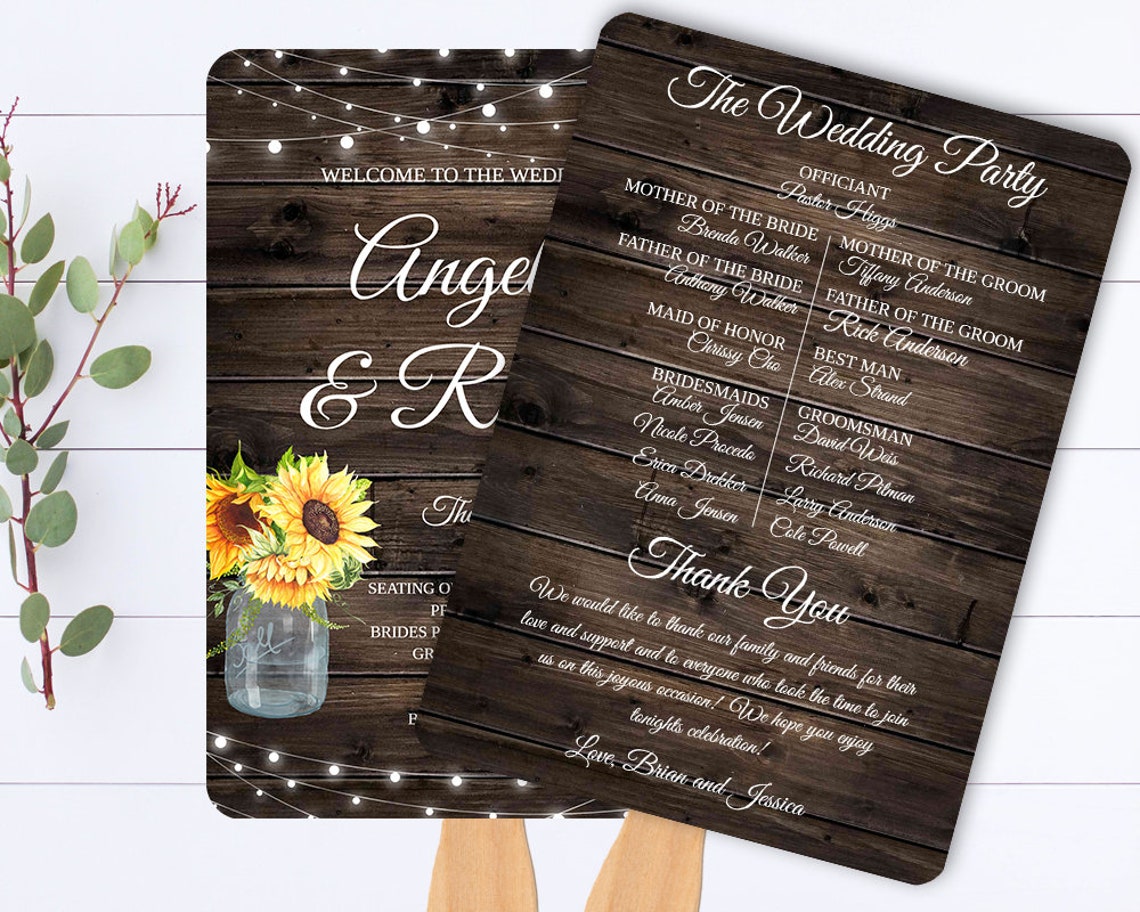 Rustic Wedding Program Template Sunflower Wedding Program - Etsy