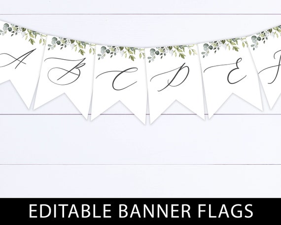 Editable Greenery Banner Template Printable Baby Shower Banner | Etsy