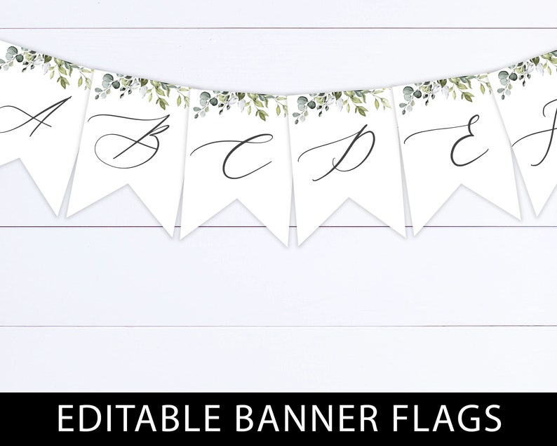 Editable Greenery Banner Template Printable Baby Shower Banner - Etsy