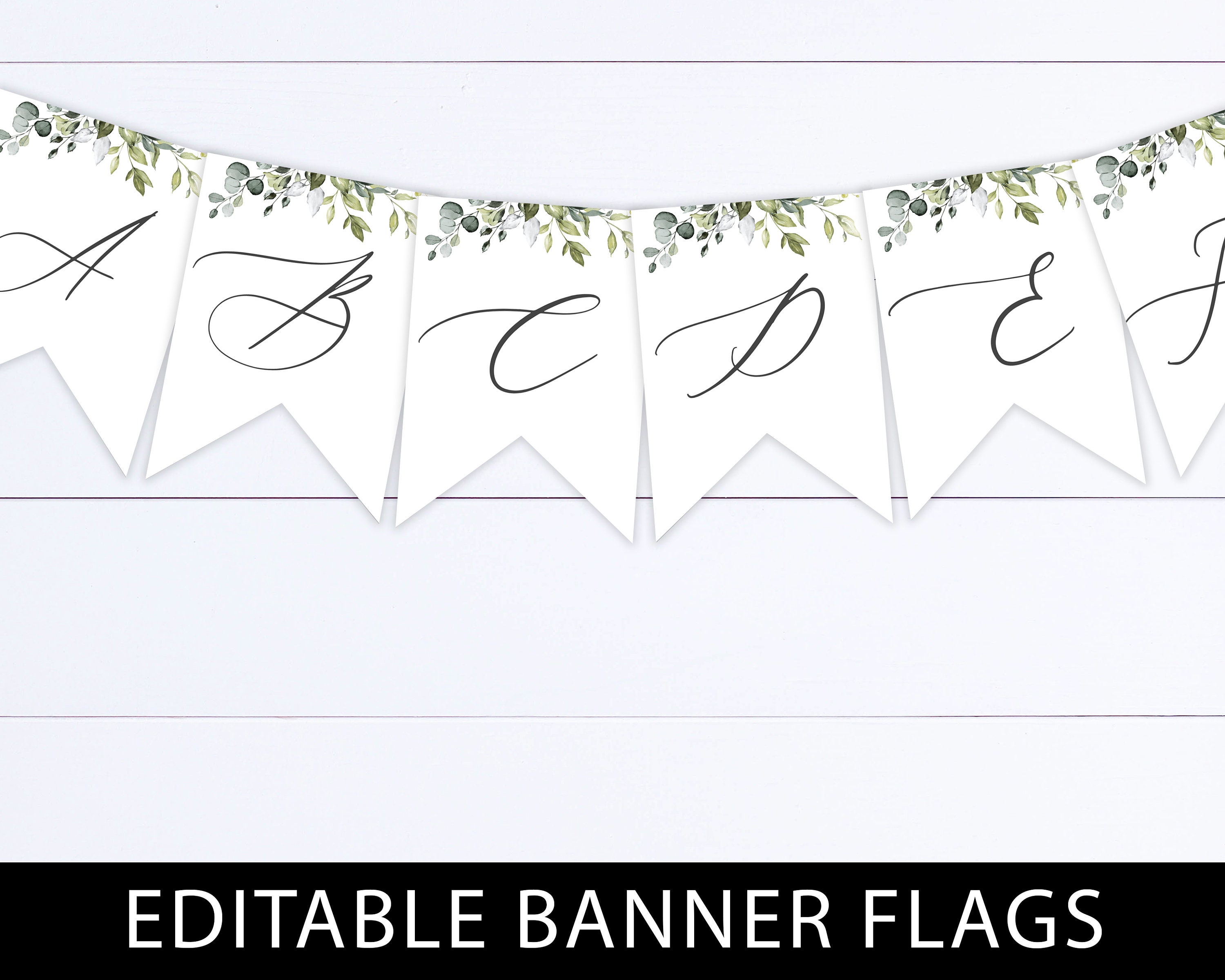 Editable Greenery Banner Template Printable Baby Shower Banner | Etsy