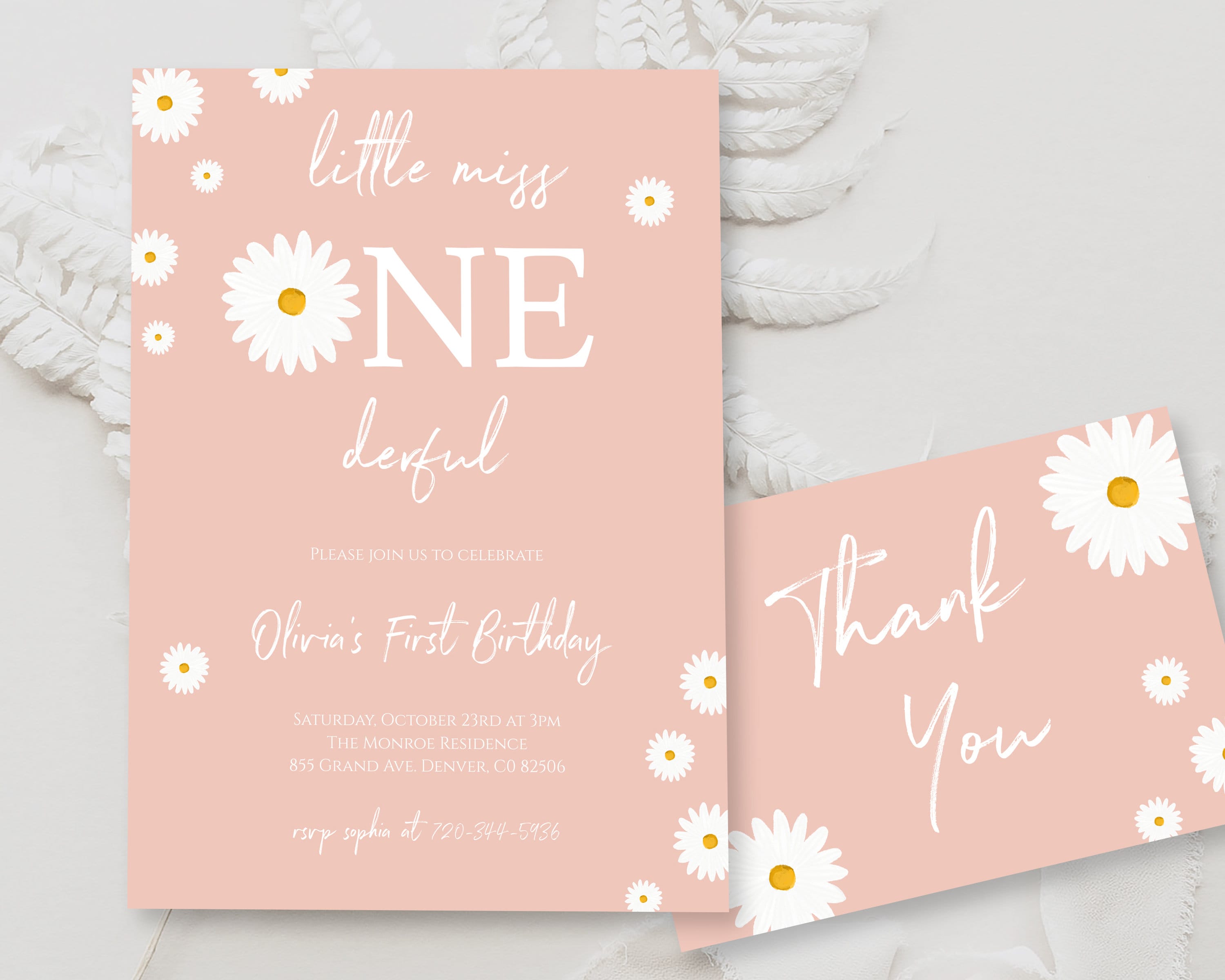 Editable Pink Daisy Birthday Party Invitation Template Floral - Etsy