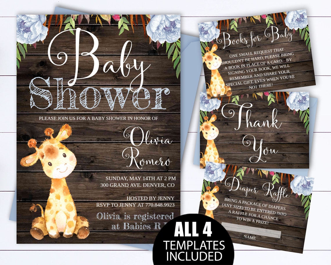 Rustic Baby Shower Invitation Template Boy Baby Shower Invite - Etsy