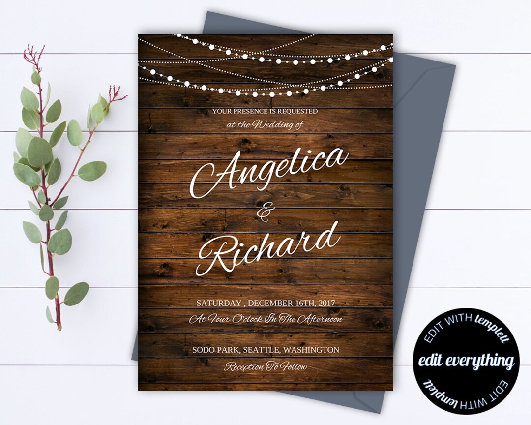 Country Wedding Invitation Template - Southern Wedding Invitations ...