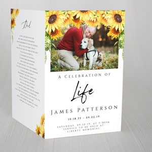 Sunflower Funeral Program Template Sunflower Celebration of Life ...
