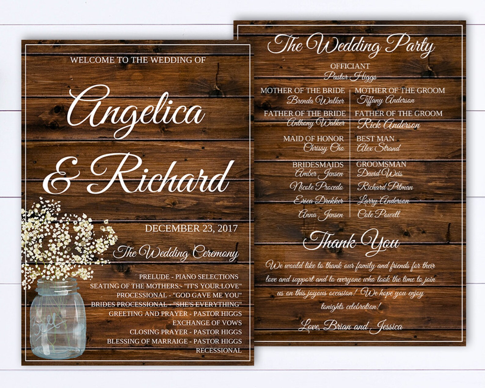 Rustic Wedding Program Template Printable Wedding Program Editable ...