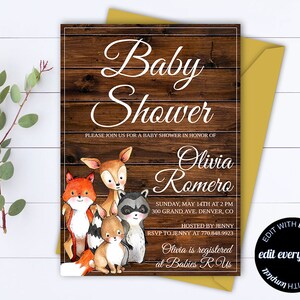 Rustic Baby Shower Invitation Template Girl Baby Shower Invite Woodland ...