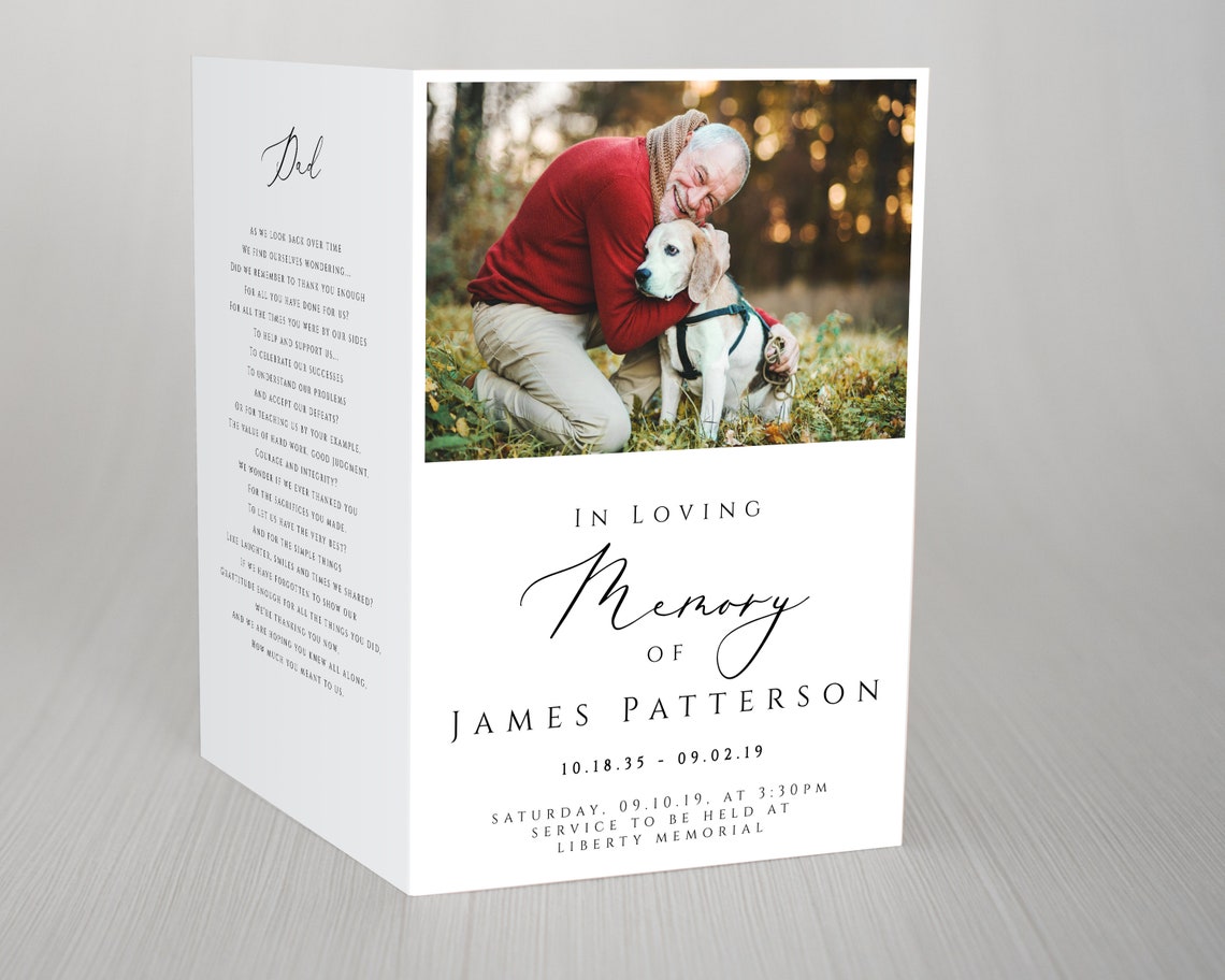 Modern Funeral Program Template Simple Funeral Program - Etsy Canada