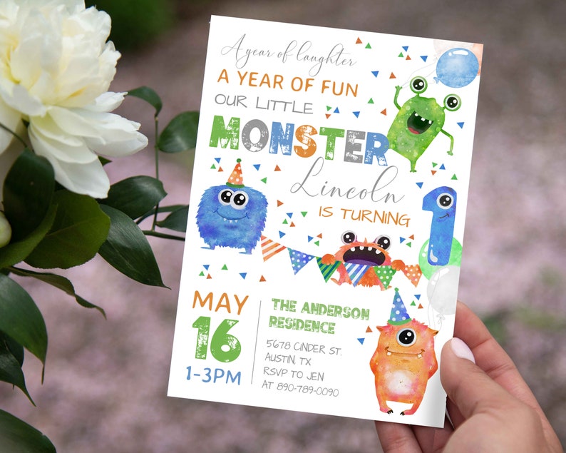 Editable Monster Birthday Party Invitation Template Monster - Etsy