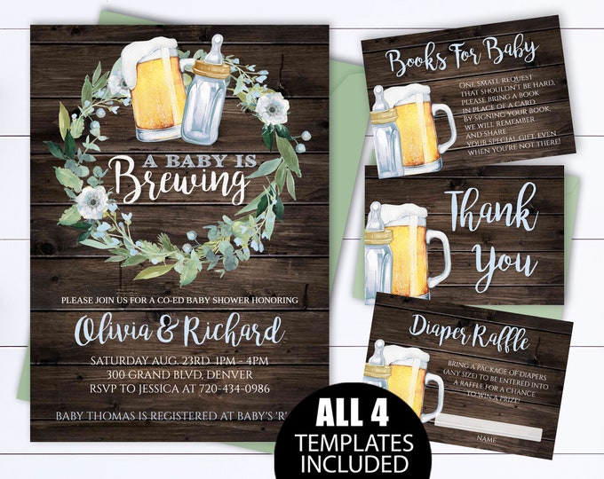 A Baby is Brewing Baby Shower Invitation, Beer Baby Shower, Couples ...