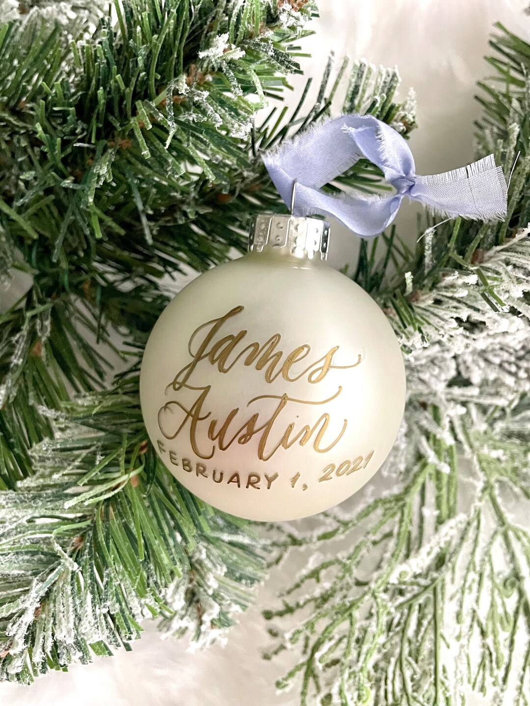 New Baby Calligraphy Ornament Keepsake: Baby’s First Christmas ...