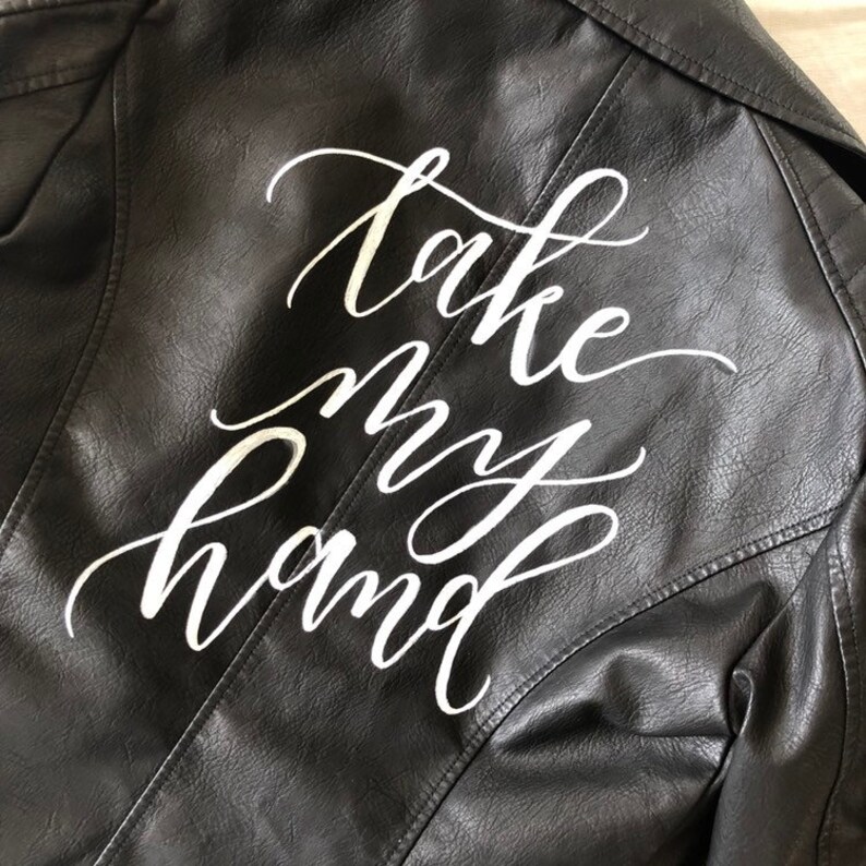 Hand-painted Leather Jacket Calligraphy Custom Bride Jacket - Etsy