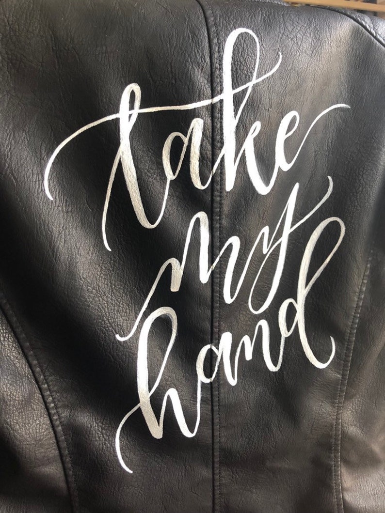 Hand-painted Leather Jacket Calligraphy Custom Bride Jacket - Etsy