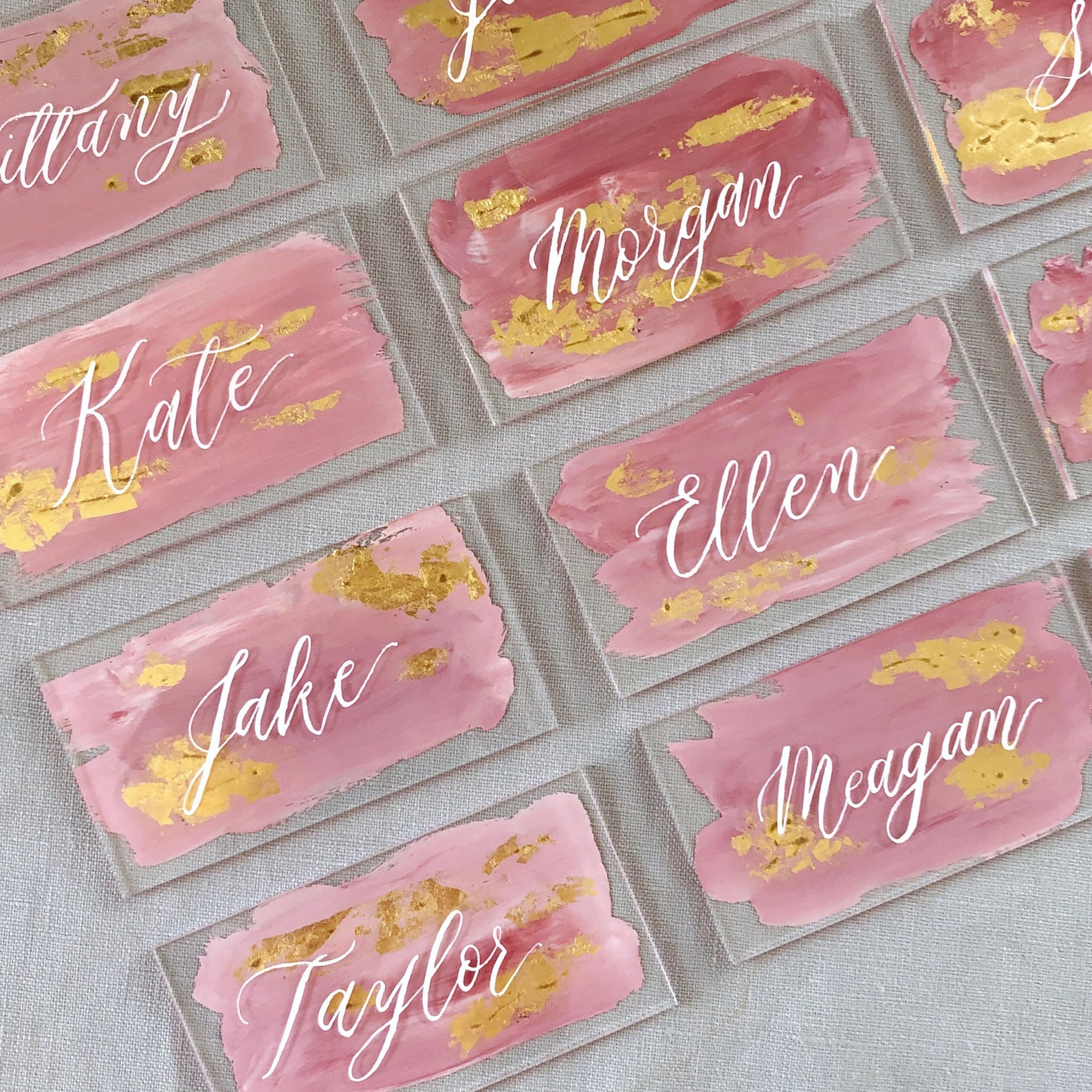 Acrylic Place Cards, Handwritten Calligraphy With Painted Backs ...