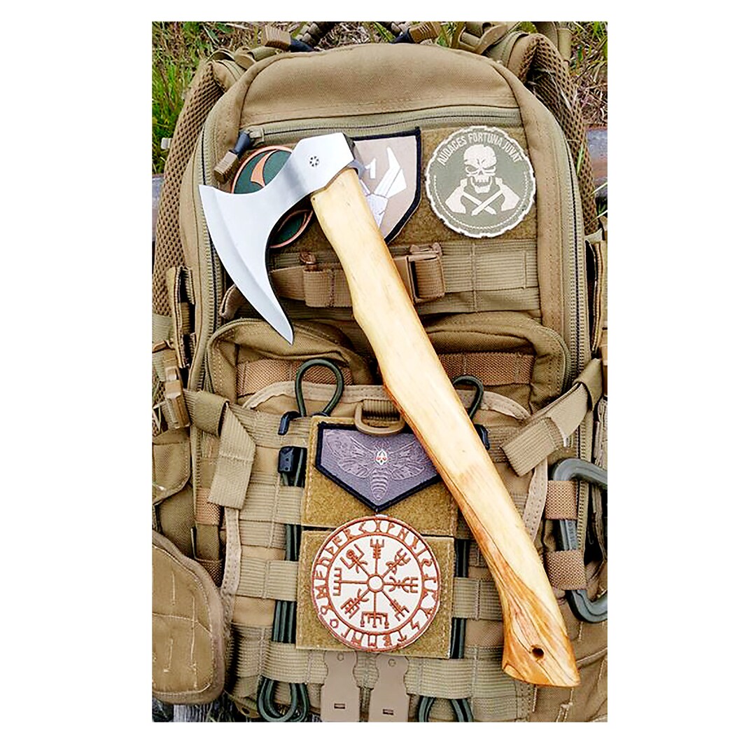 Viking Forged Camping Axe, Hatchet Axe With Ash Wood Shaft ...