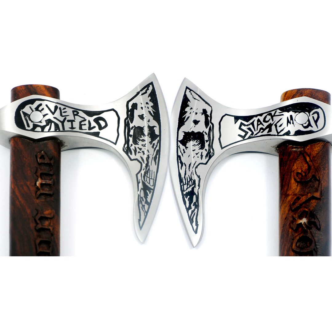 Hand Forged 5160 High Carbon Steel Axe With Rose Wood Handle, Viking ...