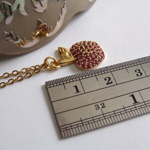 Gold Apple Necklace With Shiny Red Zircon Gemstones Handcrafted Jewelry ...