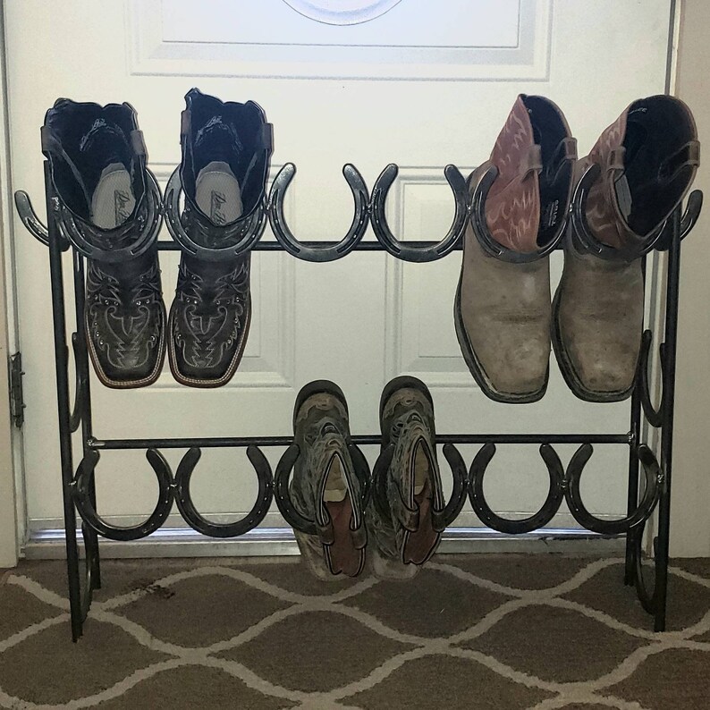 Rustic Horseshoe Boot Rack | Etsy