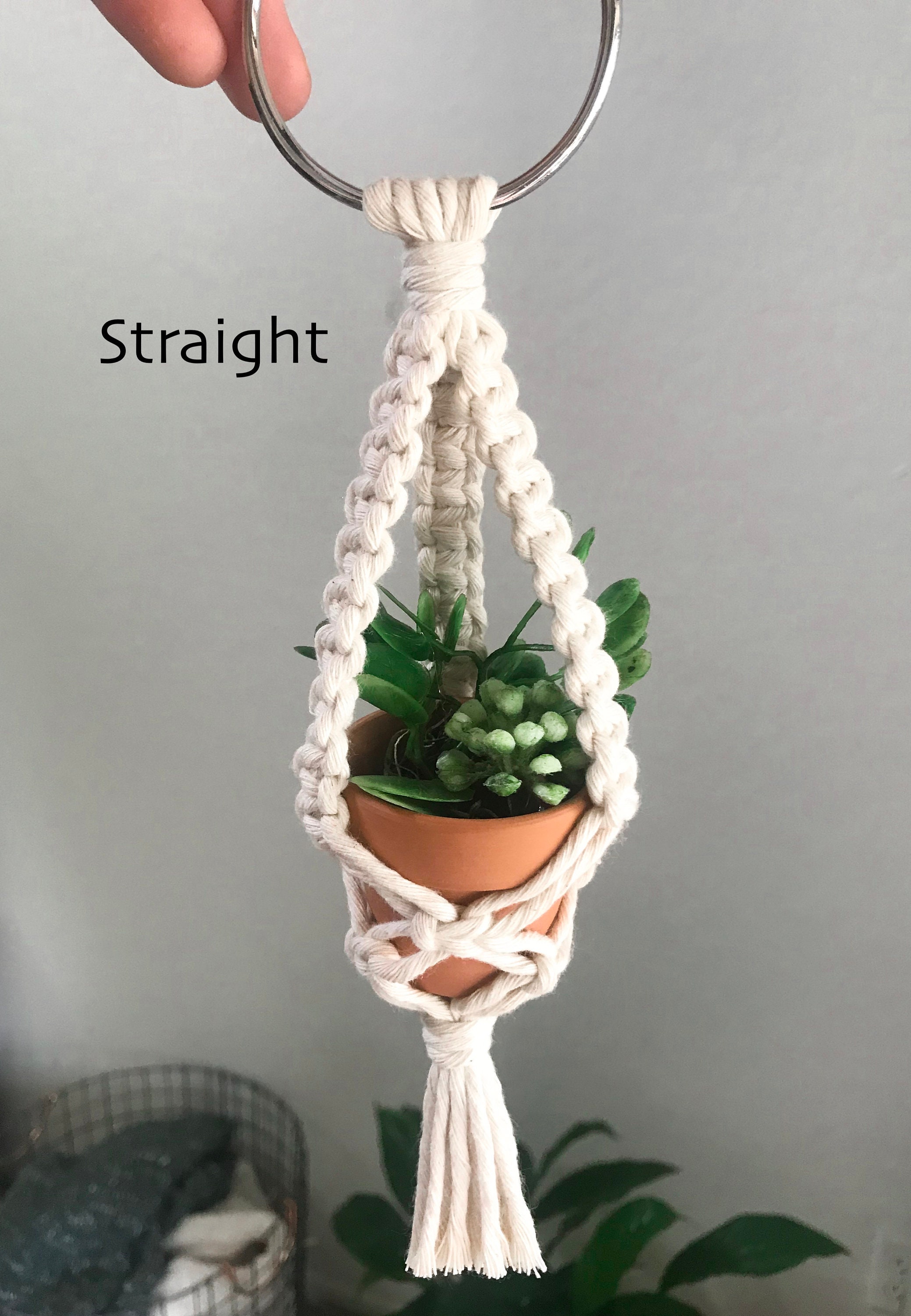 Mini Macrame Plant Hanger With Faux Plant - Etsy