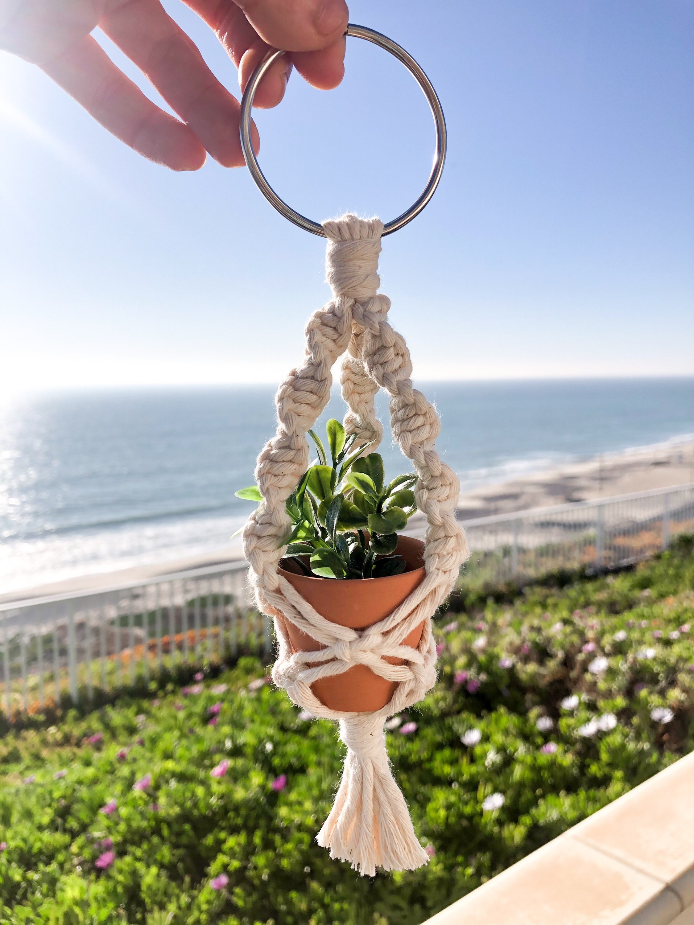 Mini Macrame Plant Hanger With Faux Plant - Etsy