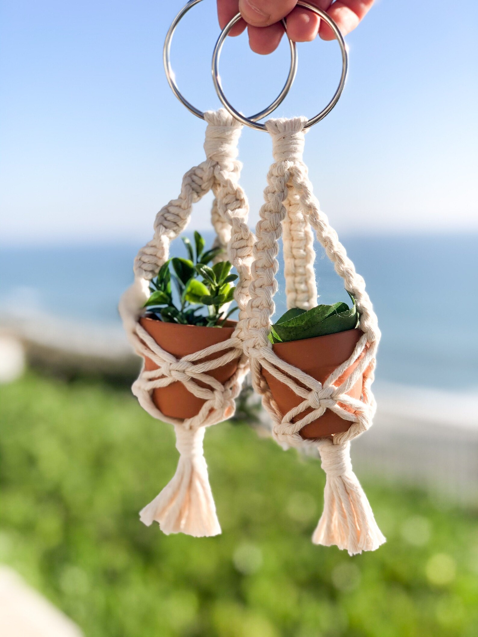 Mini Macrame Plant Hanger With Faux Plant - Etsy