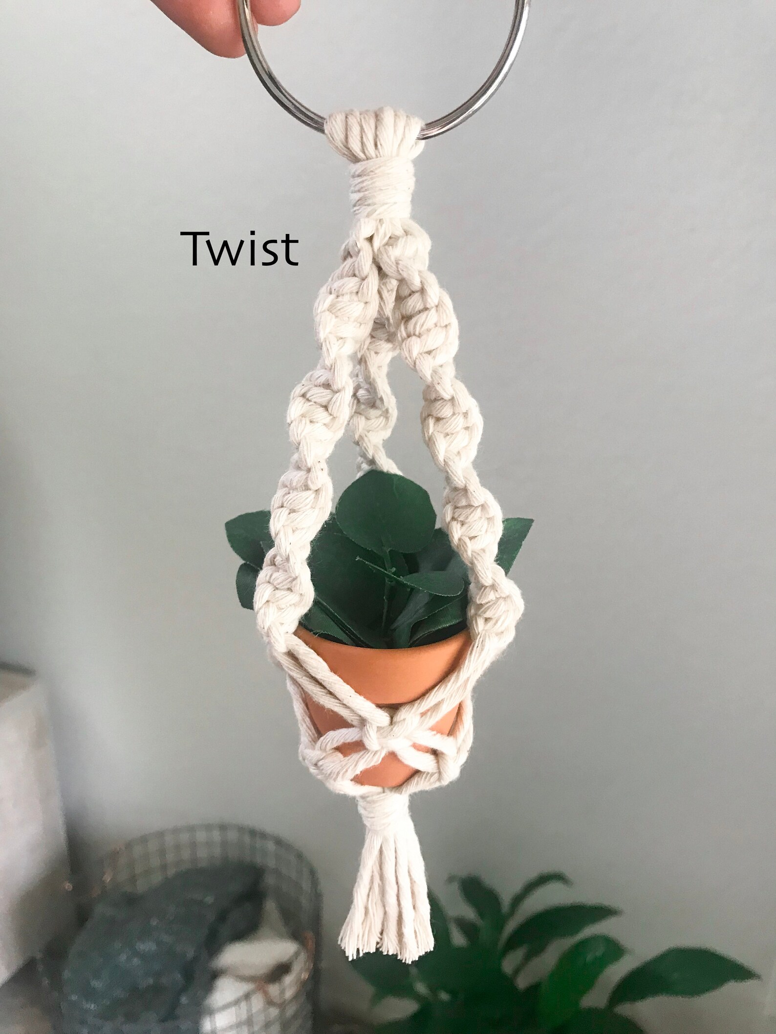 Mini Macrame Plant Hanger With Faux Plant - Etsy