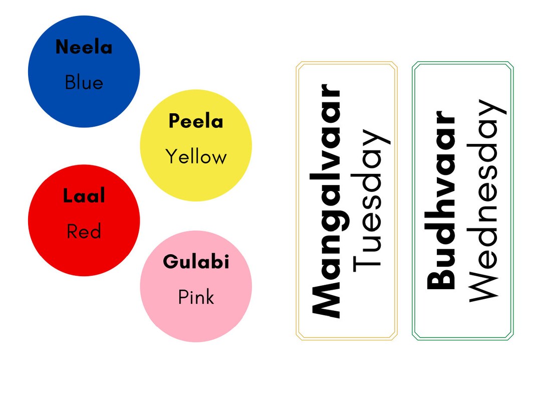 Punjabi English Colors and Days of the Week for Classroom - Etsy