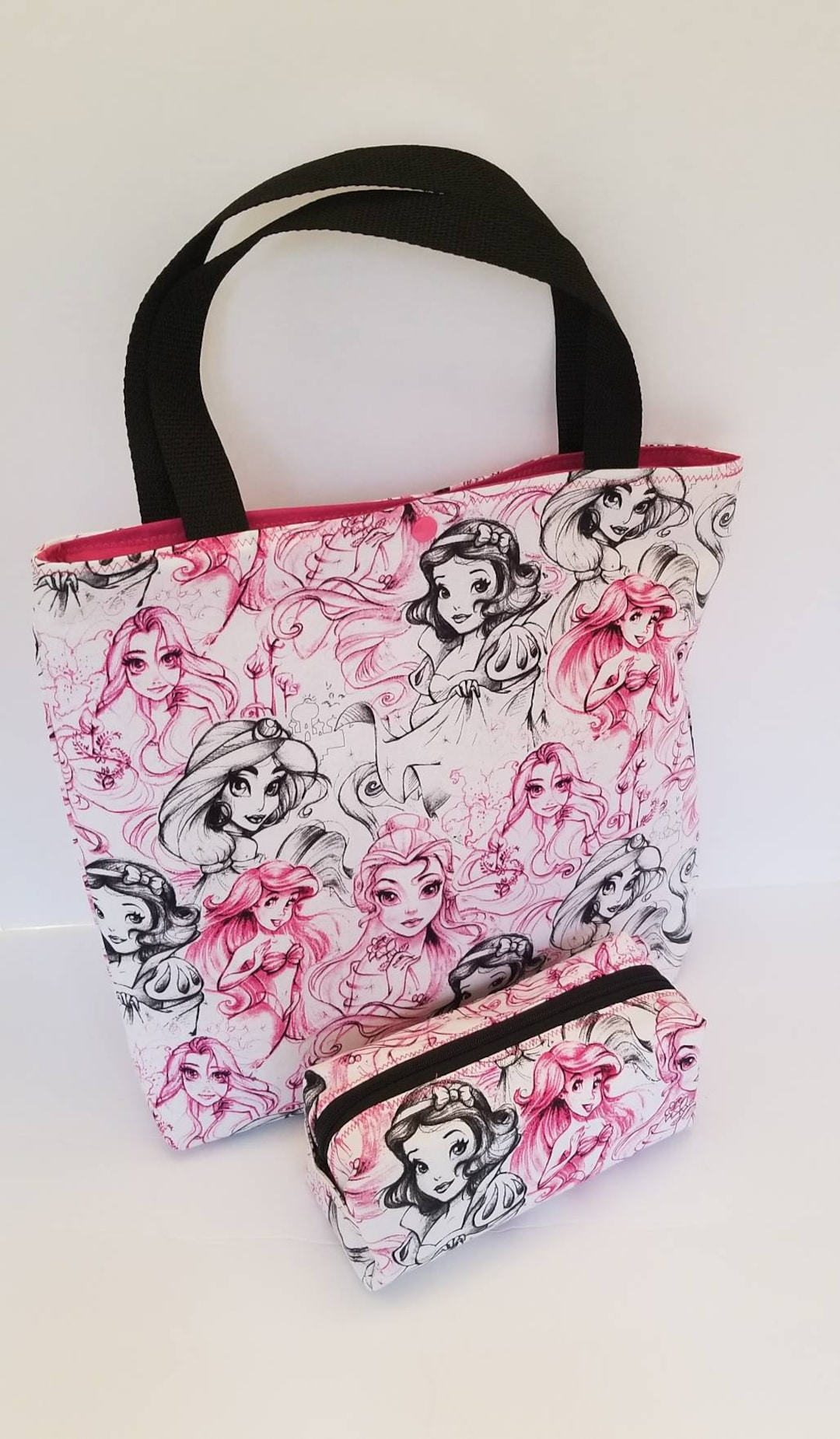 Disney Princess Tote Bag and Pencils Pouches. Zipper Bag. - Etsy