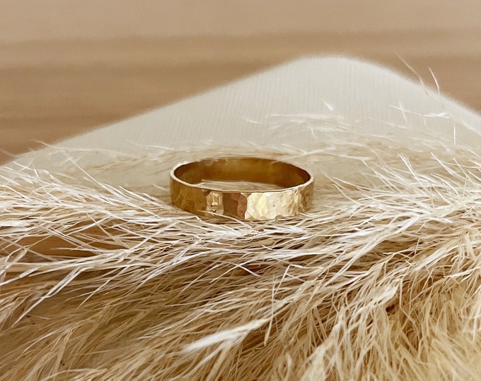 Almea Thick HAMMERED CIGAR BAND /14k Gold Filled Ring/ Hammered Ring ...