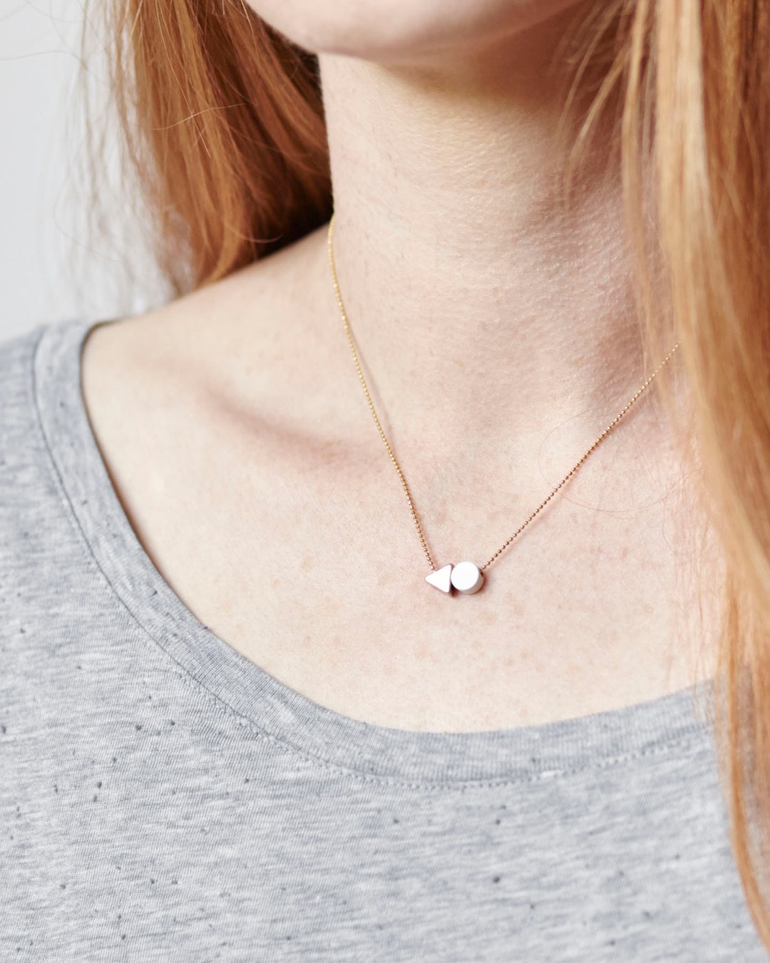 NORD White Powder Coated & Brass Tri-dot Together Necklace/circle ...