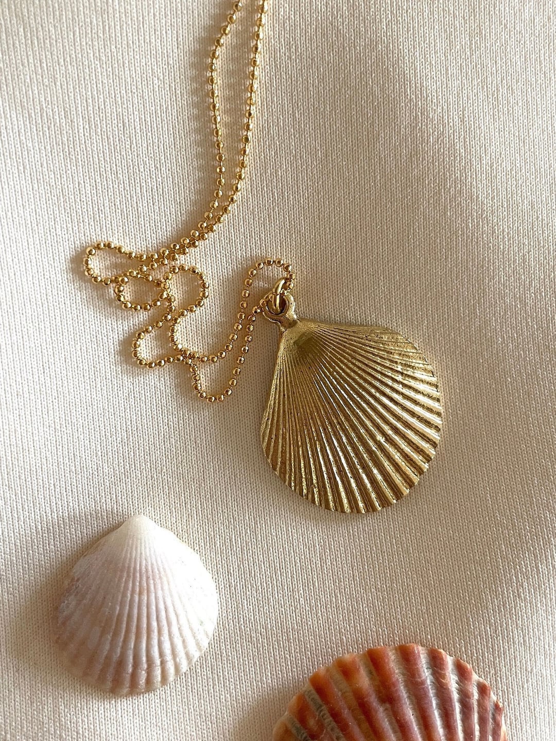 Everly SHELL PENDANT NECKLACE/ Shell Layering Necklace/ Long Statement ...