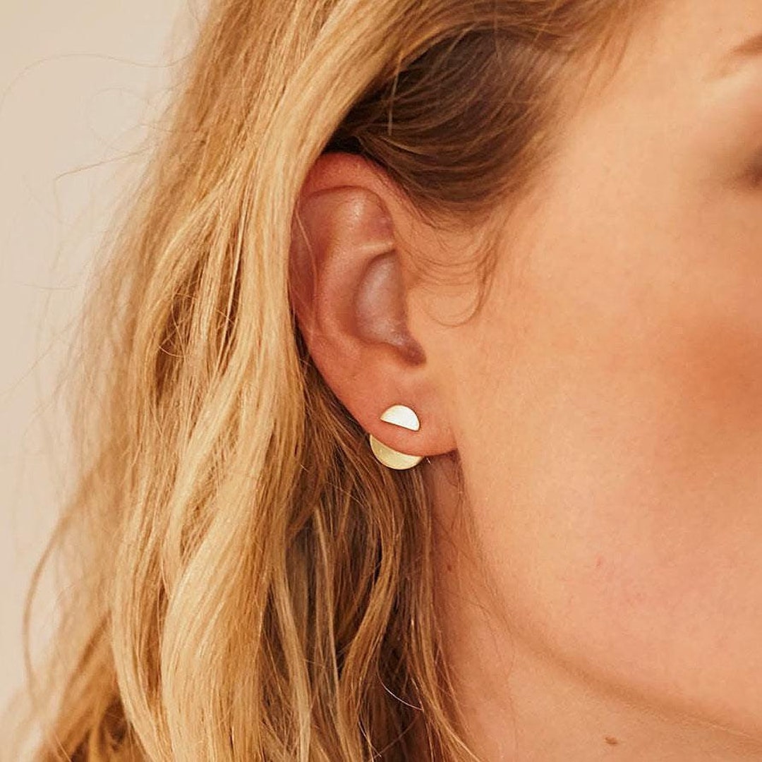 Mila Double Moon EAR JACKETS Studs/ear Jackets/ Half Moon Studs/earring ...