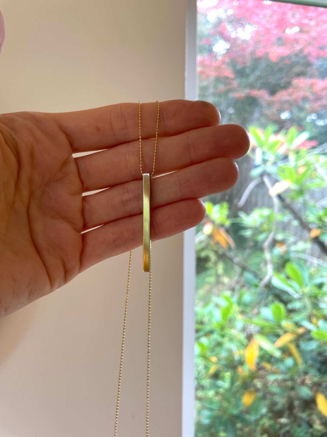 Laney Solid Brass RECTANGLE BAR Necklace/minimalist Necklace/long ...