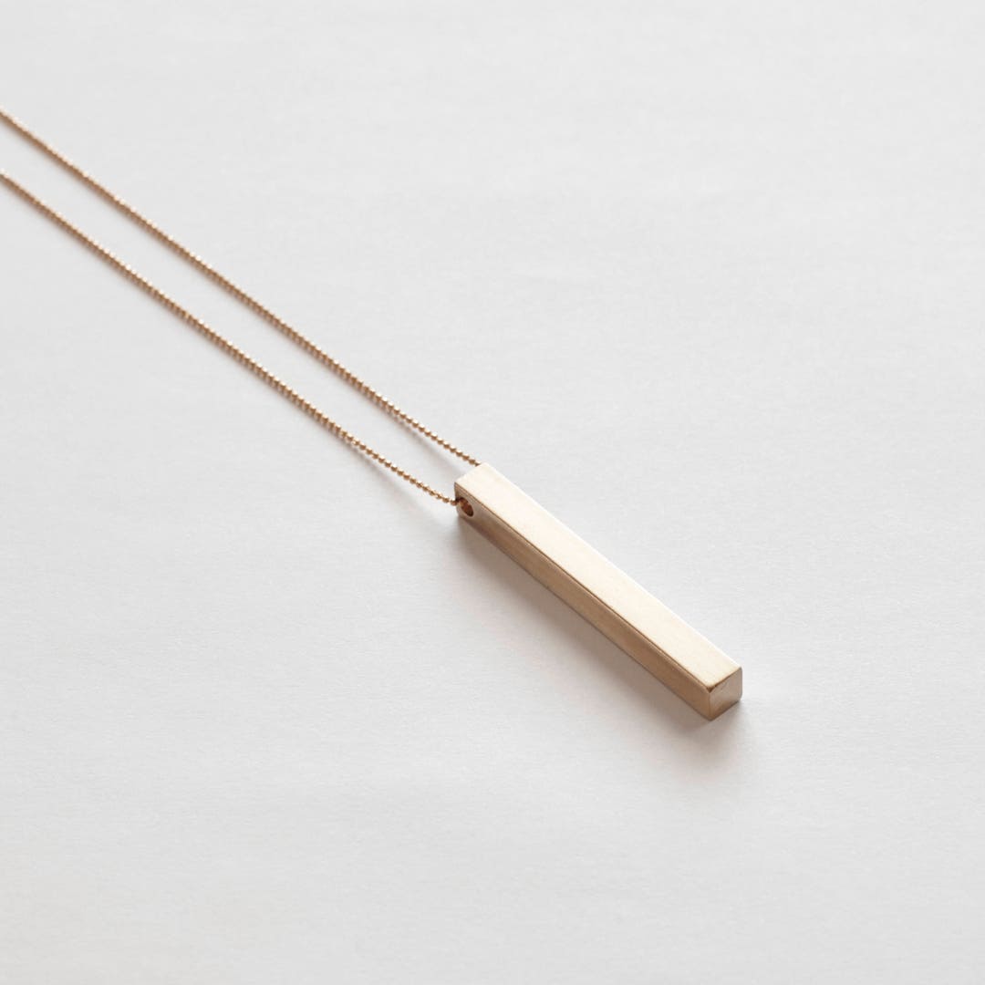 Langly Solid Brass RECTANGLE BAR Necklace/minimalist Necklace/long ...