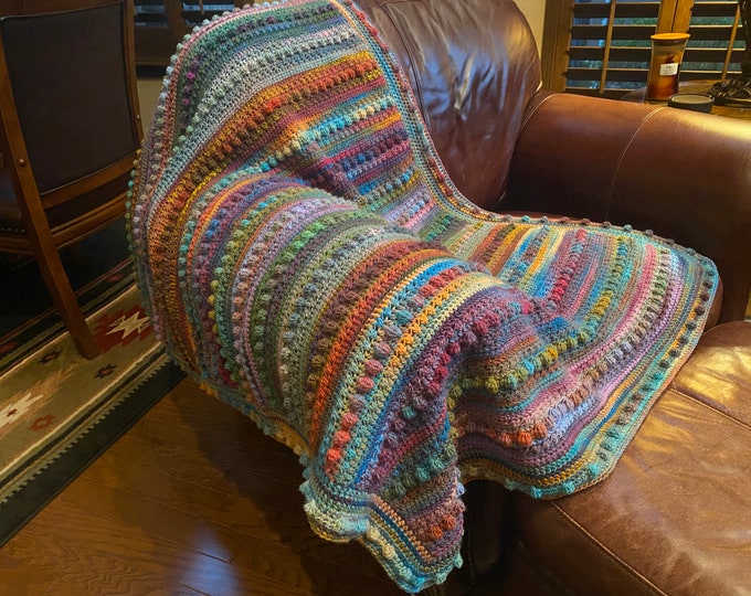 MADE TO ORDER Bohemian Boho Bobble Blanket Stunning Boho Yarn/colors ...