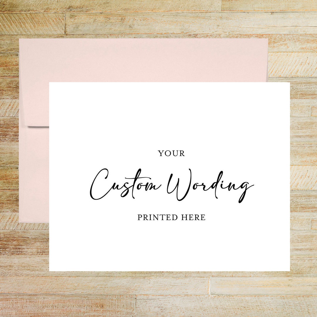 Your Custom Wording Greeting Card, Personalized Elegant Calligraphy ...
