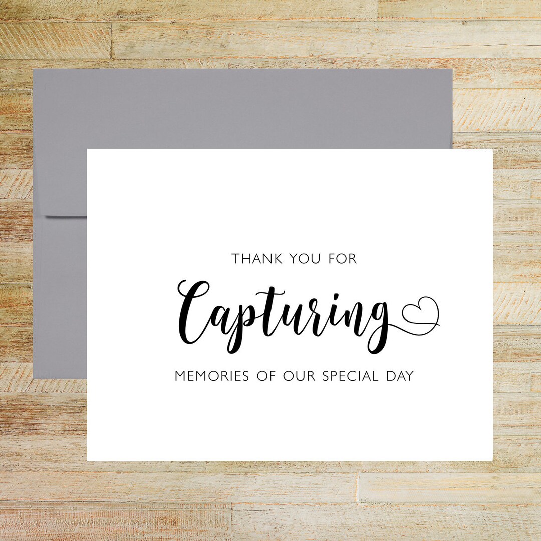 Thank You for Capturing Our Special Day Wedding Photographer Card ...