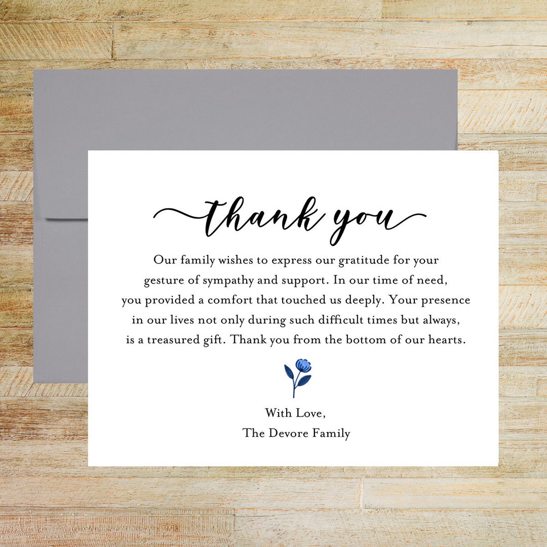 Personalized Sympathy Thank You Cards Set Of 25 Cards Post Funeral